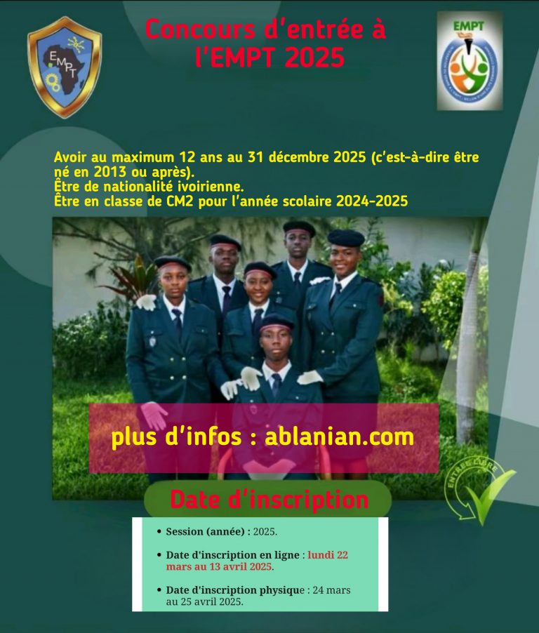 OUVERTURE DU CONCOURS D’ENTRÉE À L’EMPT 2025 : DATE D’INSCRIPTION ...