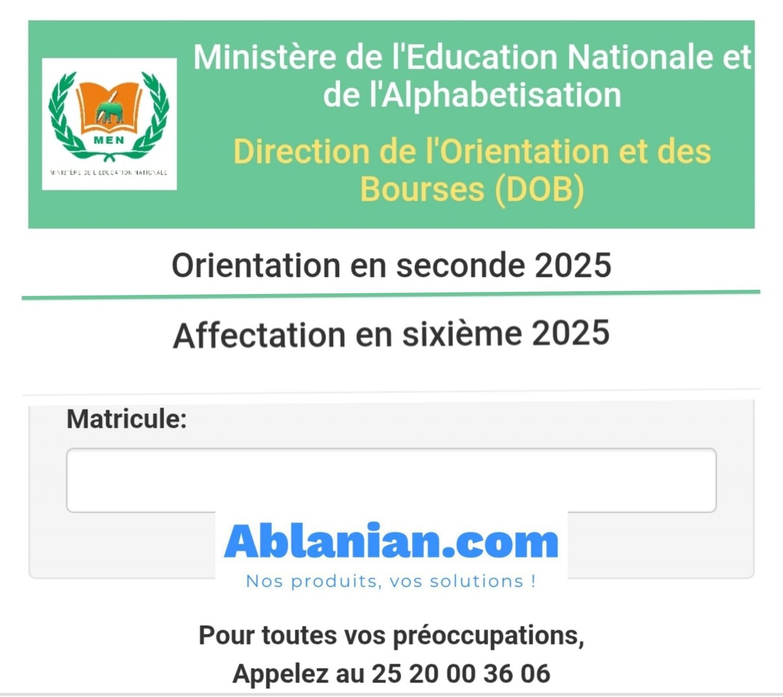 Affectation sixième et orientation seconde en Côte d’Ivoire – Ablanian.com
